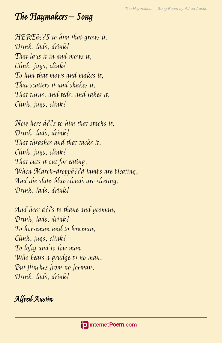The Haymakers- Song Poem by Alfred Austin