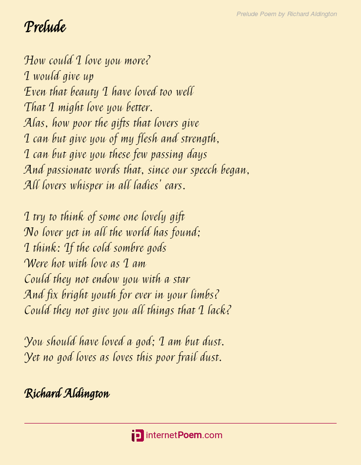 Prelude Poem by Richard Aldington