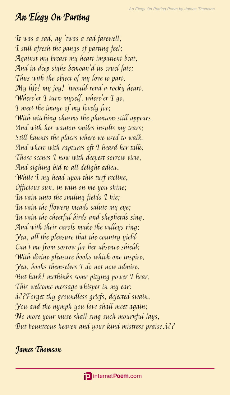 An Elegy On Parting Poem by James Thomson