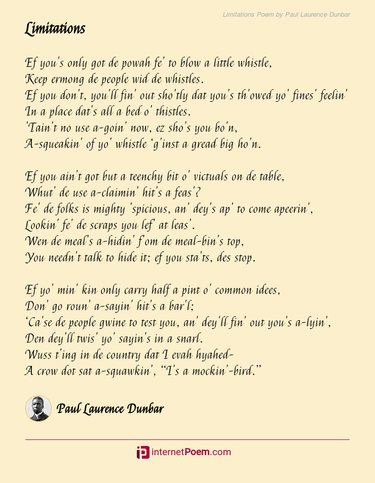 Limitations Poem by Paul Laurence Dunbar