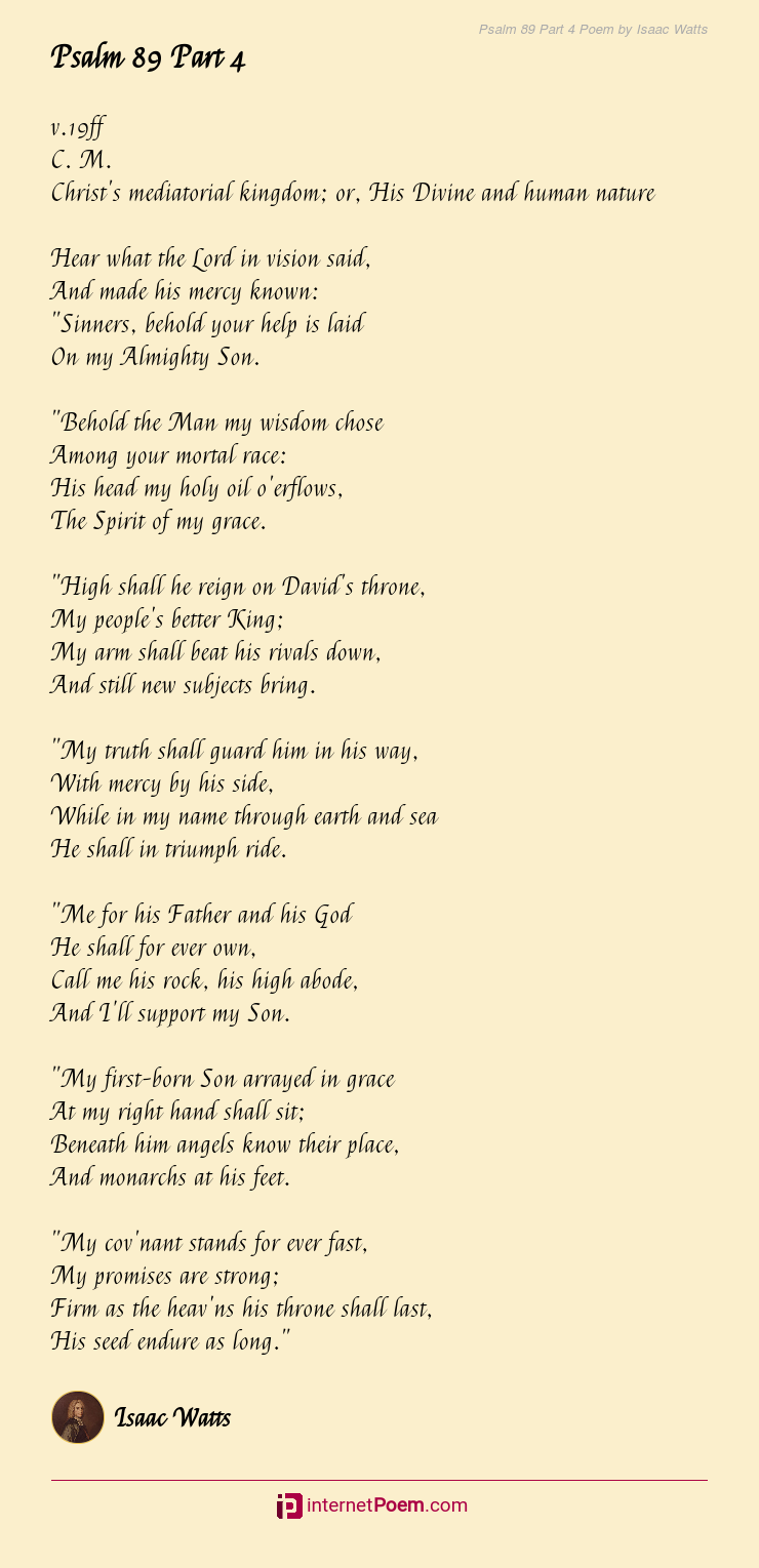 Psalm 89 Part 4 Poem by Isaac Watts