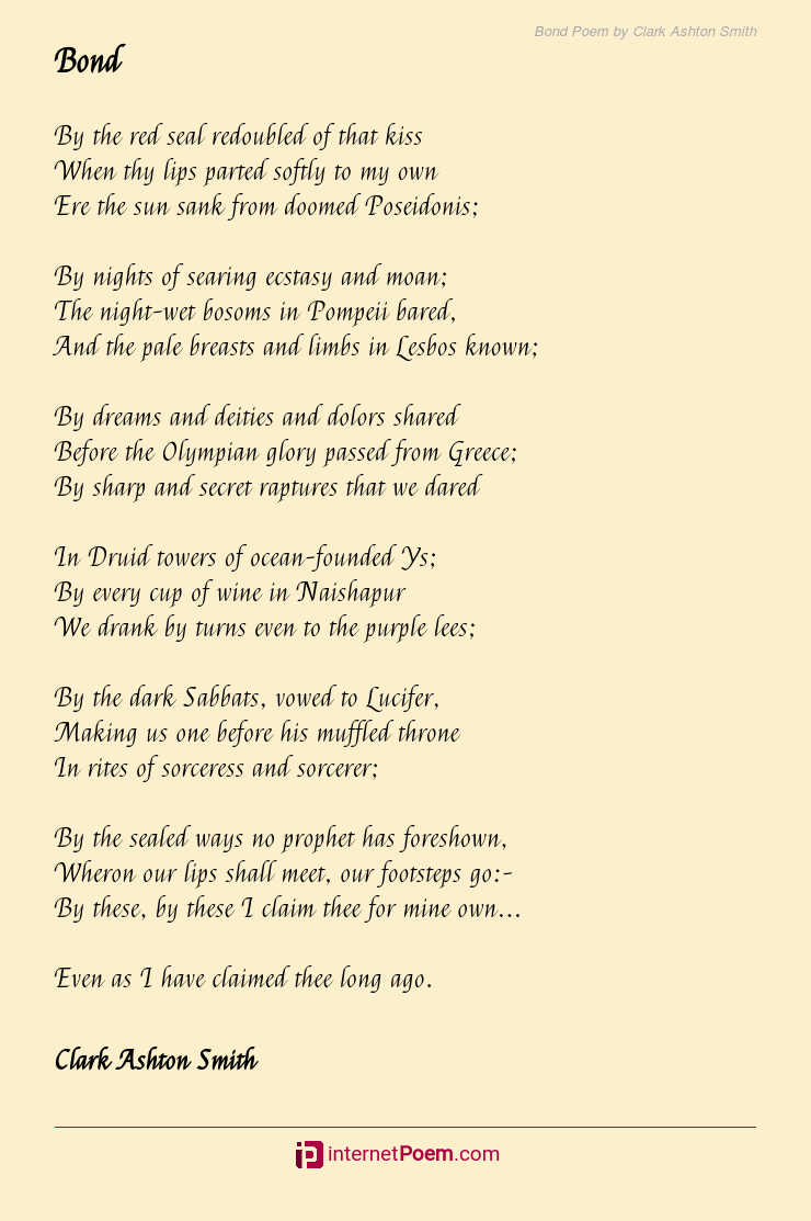 Bond Poem by Clark Ashton Smith