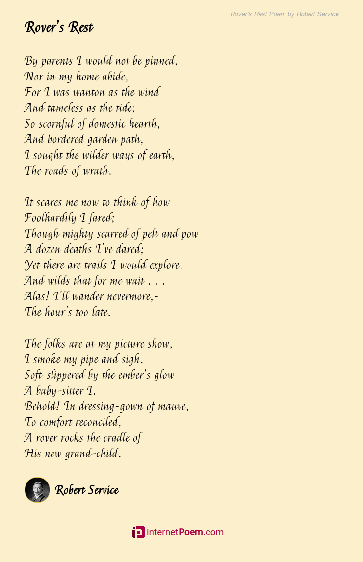 Rover's Rest Poem by Robert Service