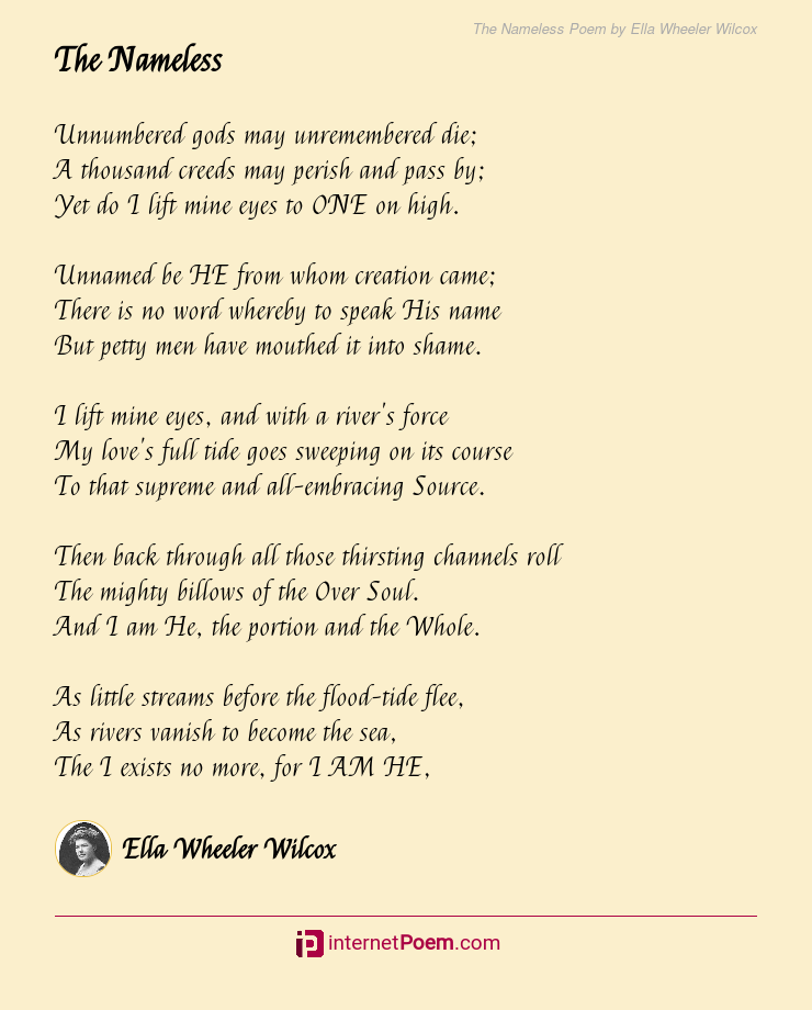 The Nameless Poem by Ella Wheeler Wilcox