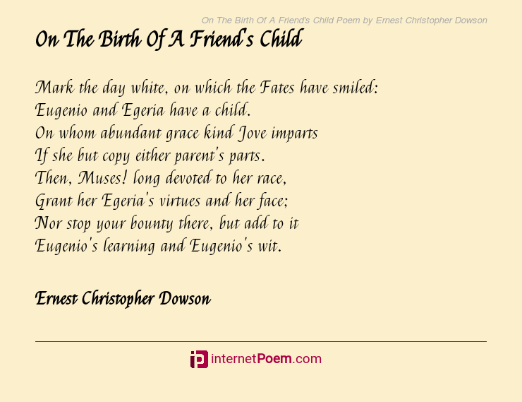 On The Birth Of A Friend's Child Poem Rhyme Scheme