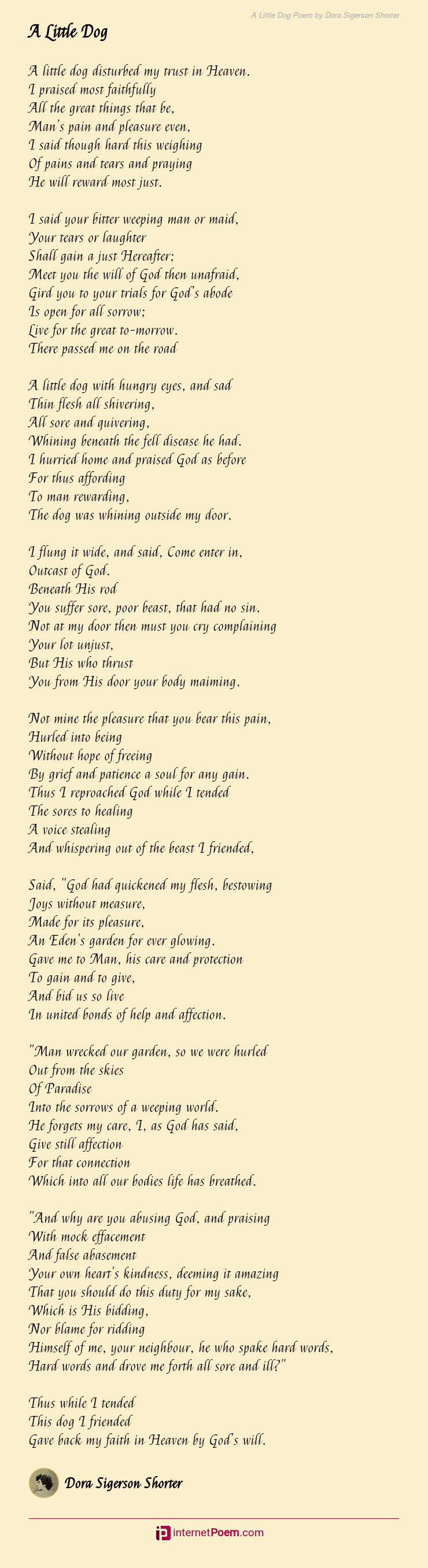 A Little Dog Poem by Dora Sigerson Shorter