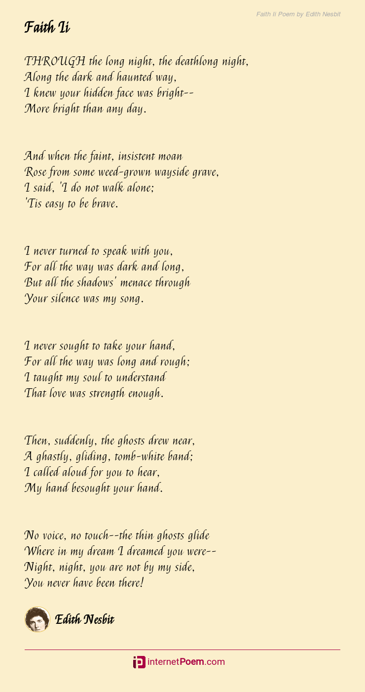 Faith Ii Poem by Edith Nesbit