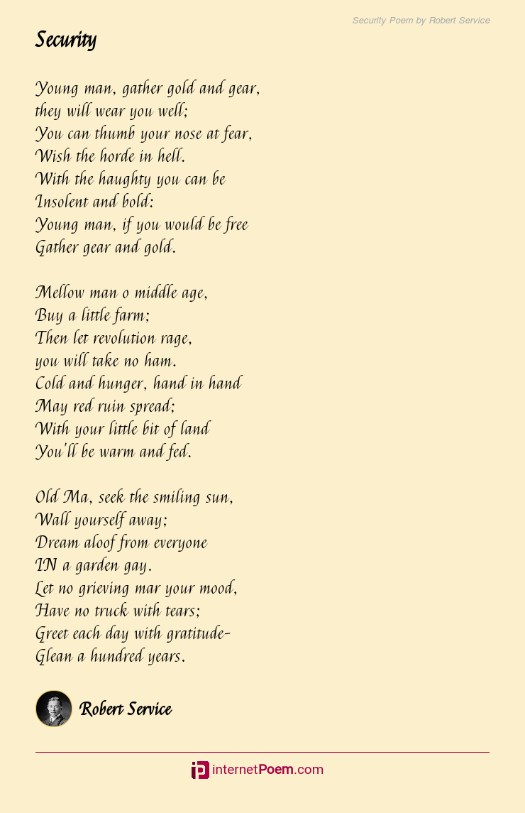 Security Poem by Robert Service