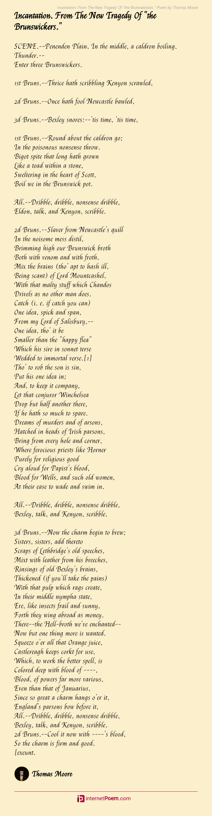 Incantation. From The New Tragedy Of "the Brunswickers." Poem by Thomas ...