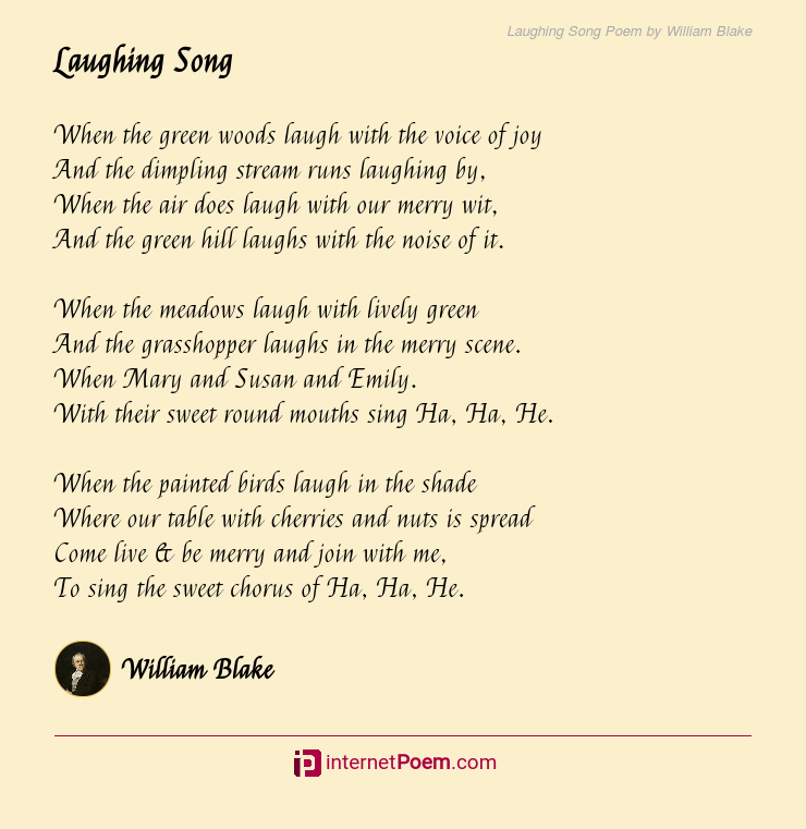 Laughing Song Poem by William Blake