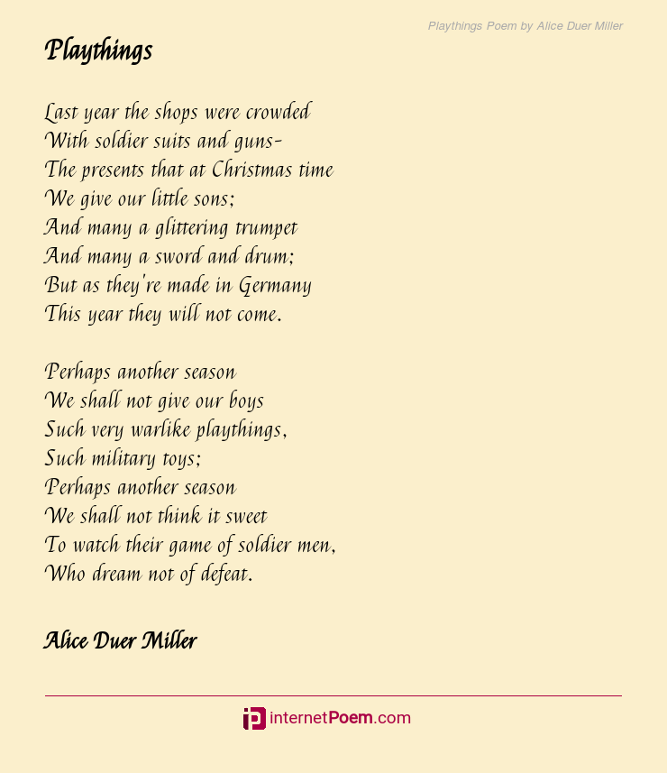 Playthings Poem by Alice Duer Miller