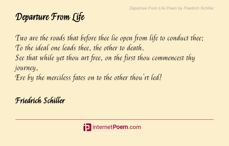 Departure From Life Poem by Friedrich Schiller