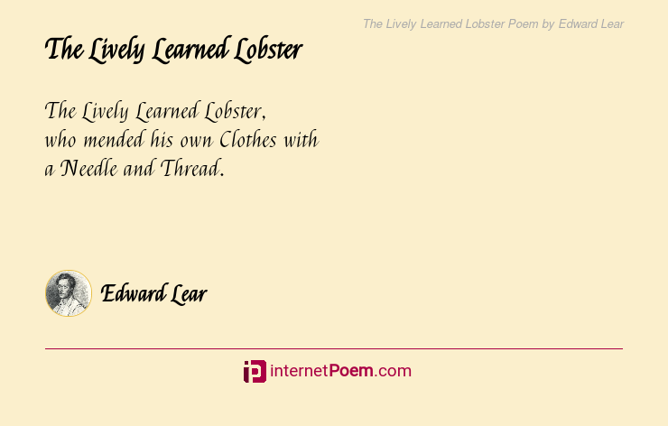 The Lively Learned Lobster Poem by Edward Lear