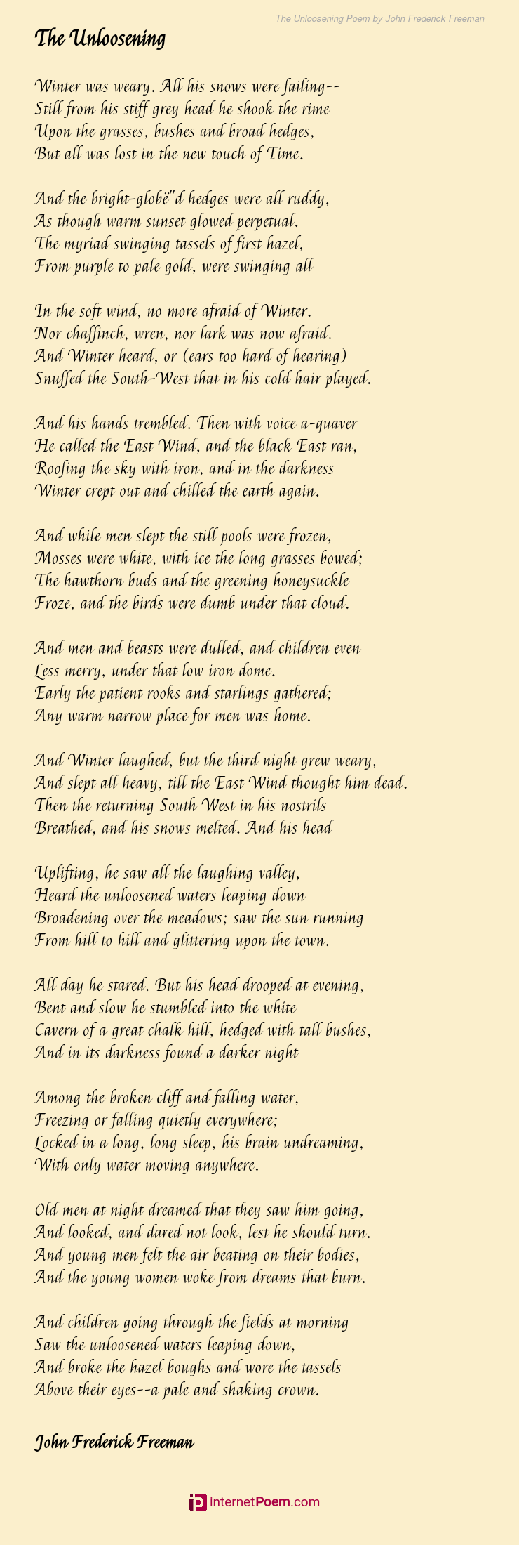 The Unloosening Poem by John Frederick Freeman