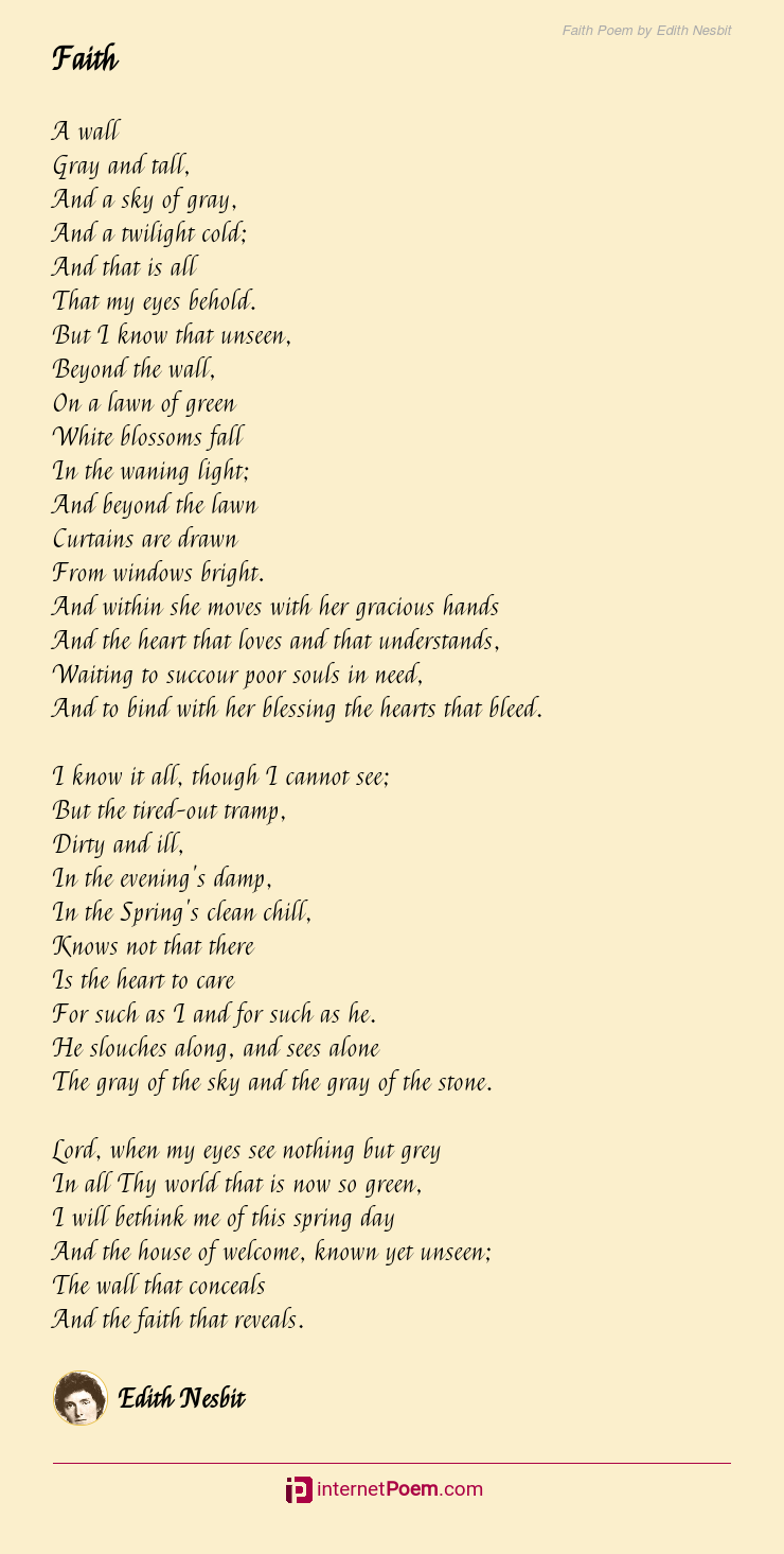 Faith Poem by Edith Nesbit