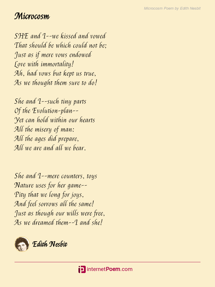 Microcosm Poem by Edith Nesbit