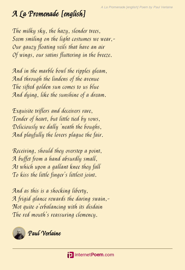 A La Promenade [english] Poem by Paul Verlaine
