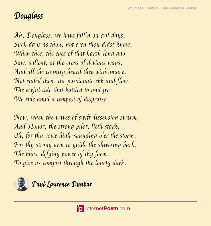 Douglass Poem by Paul Laurence Dunbar