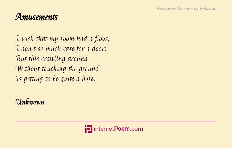 Amusements Poem by Unknown