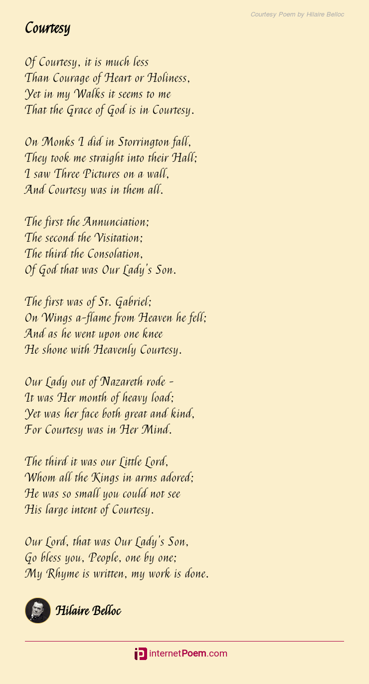 Courtesy Poem by Hilaire Belloc