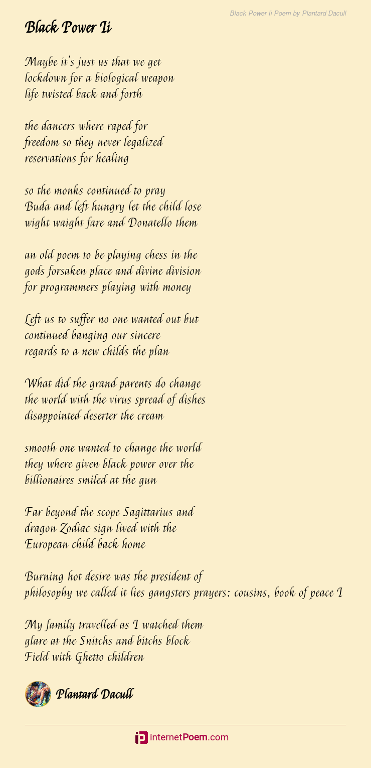 Black Power Ii Poem by Plantard Dacull