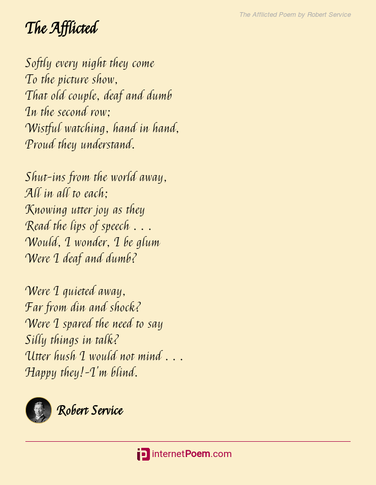 The Afflicted Poem by Robert Service