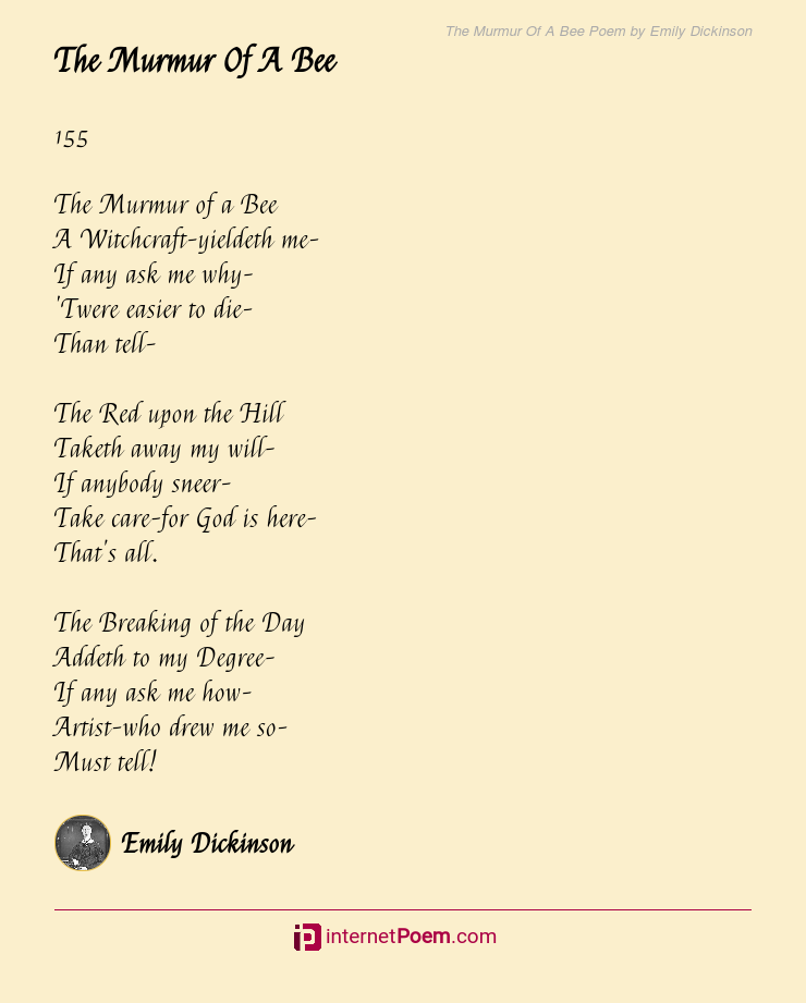 The Murmur Of A Bee Poem by Emily Dickinson