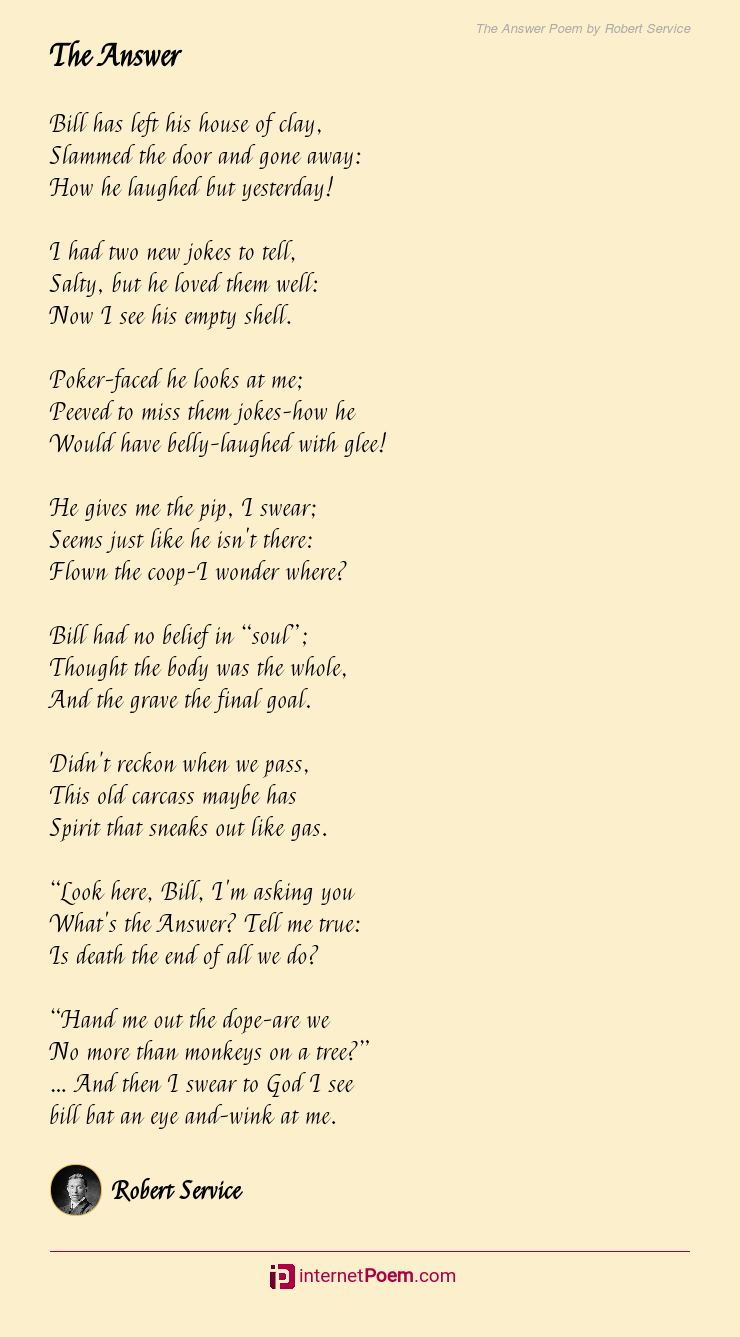 The Answer Poem by Robert Service