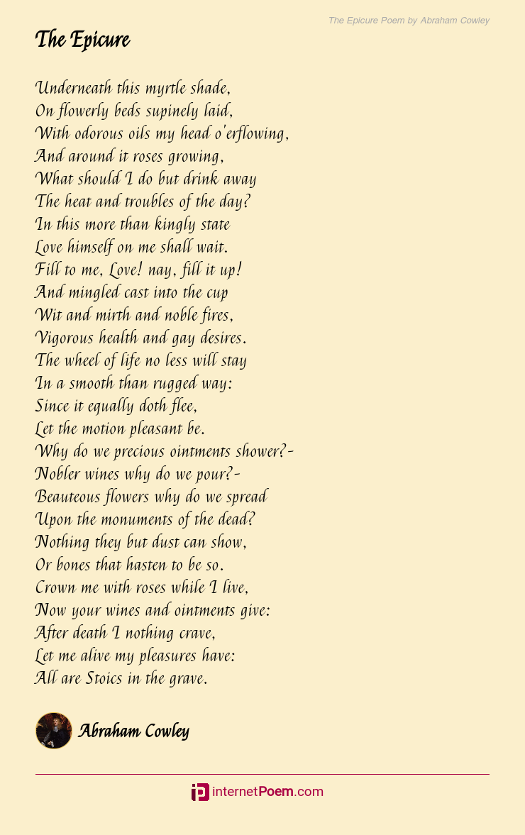 The Epicure Poem by Abraham Cowley