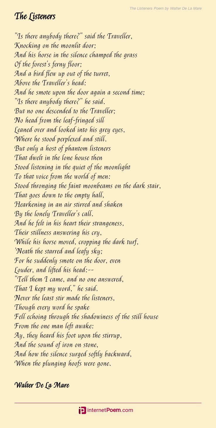 The Listeners Poem By Walter De La Mare