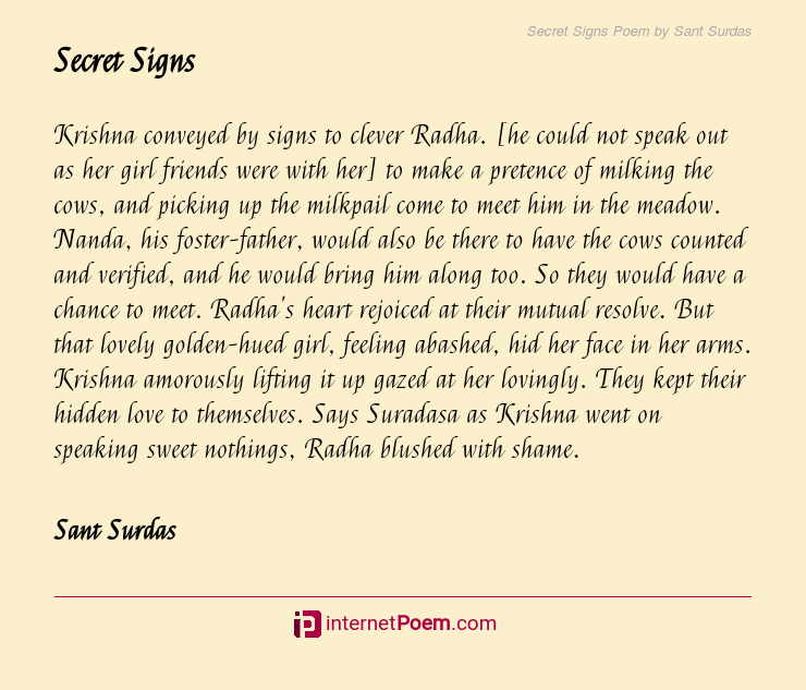 Secret Signs Poem by Sant Surdas