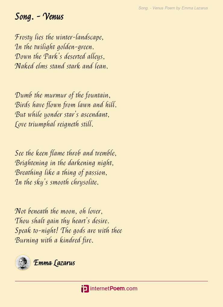 Song. - Venus Poem by Emma Lazarus