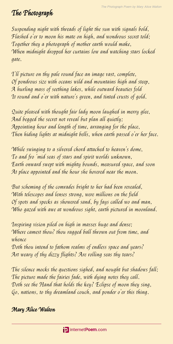 The Photograph Poem by Mary Alice Walton