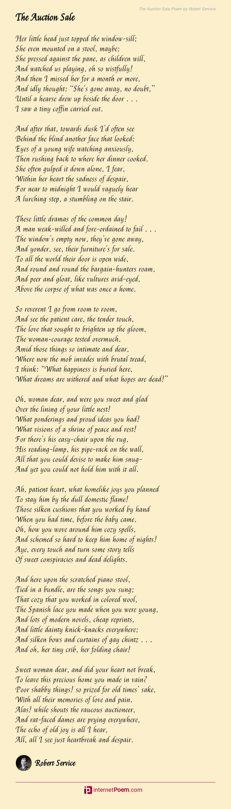 The Auction Sale Poem by Robert Service