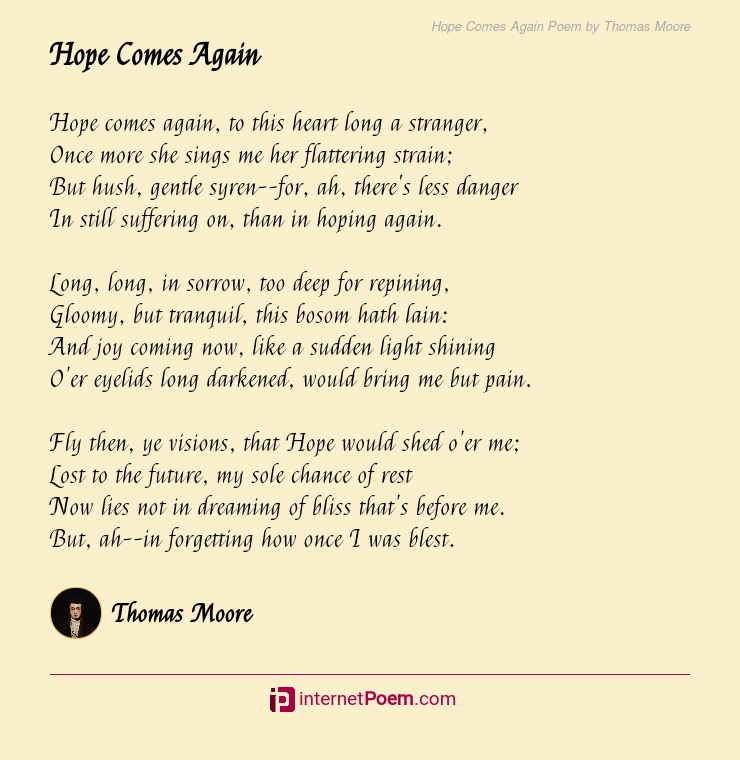 Hope Comes Again Poem by Thomas Moore