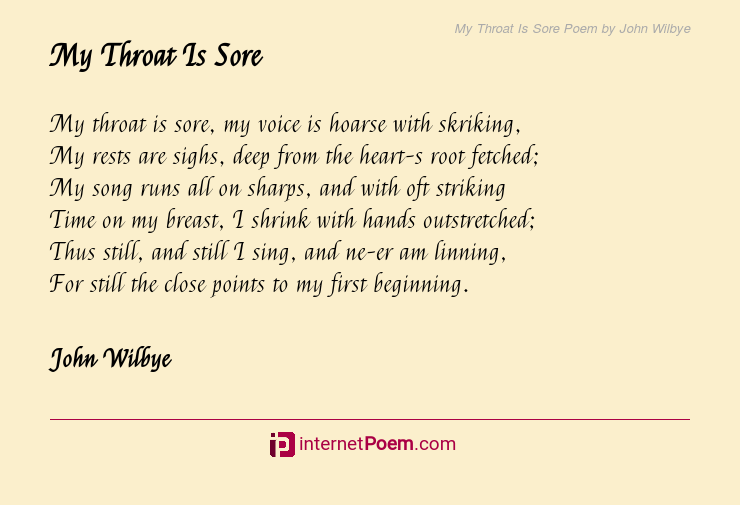 My Throat Is Sore Poem by John Wilbye