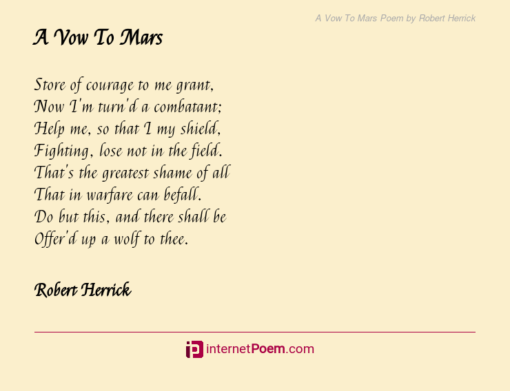 A Vow To Mars Poem by Robert Herrick