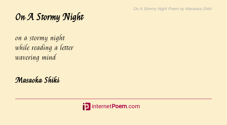On A Stormy Night Poem by Masaoka Shiki