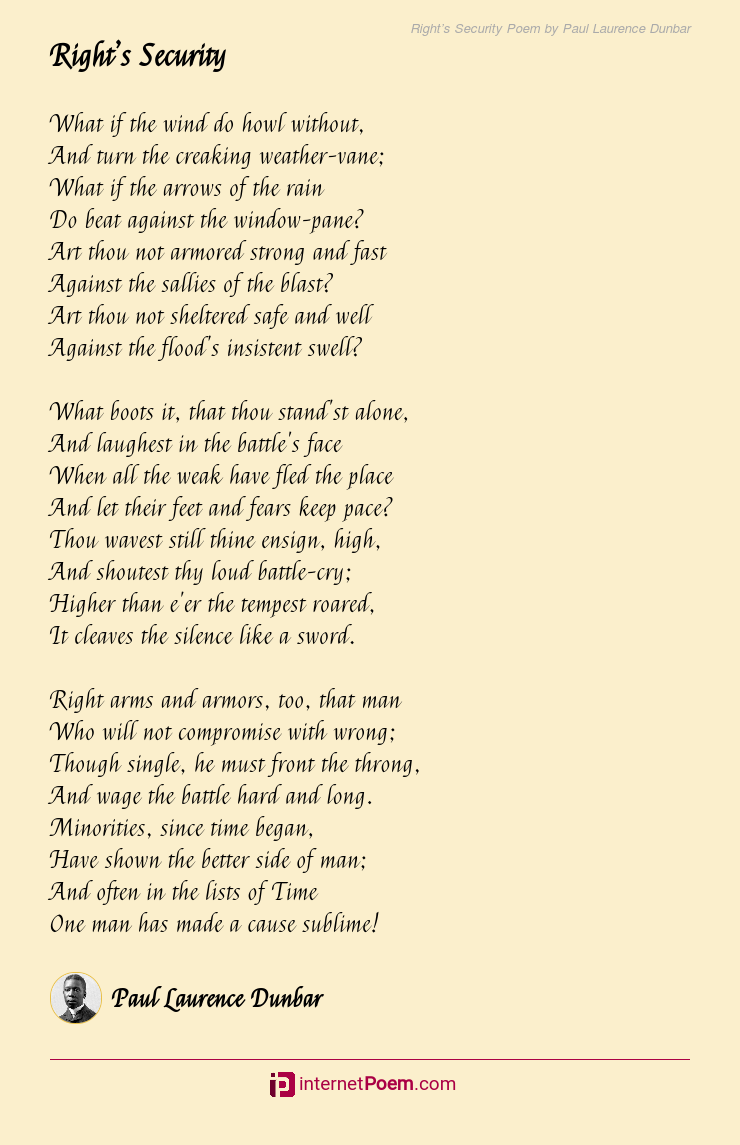 Right's Security Poem by Paul Laurence Dunbar