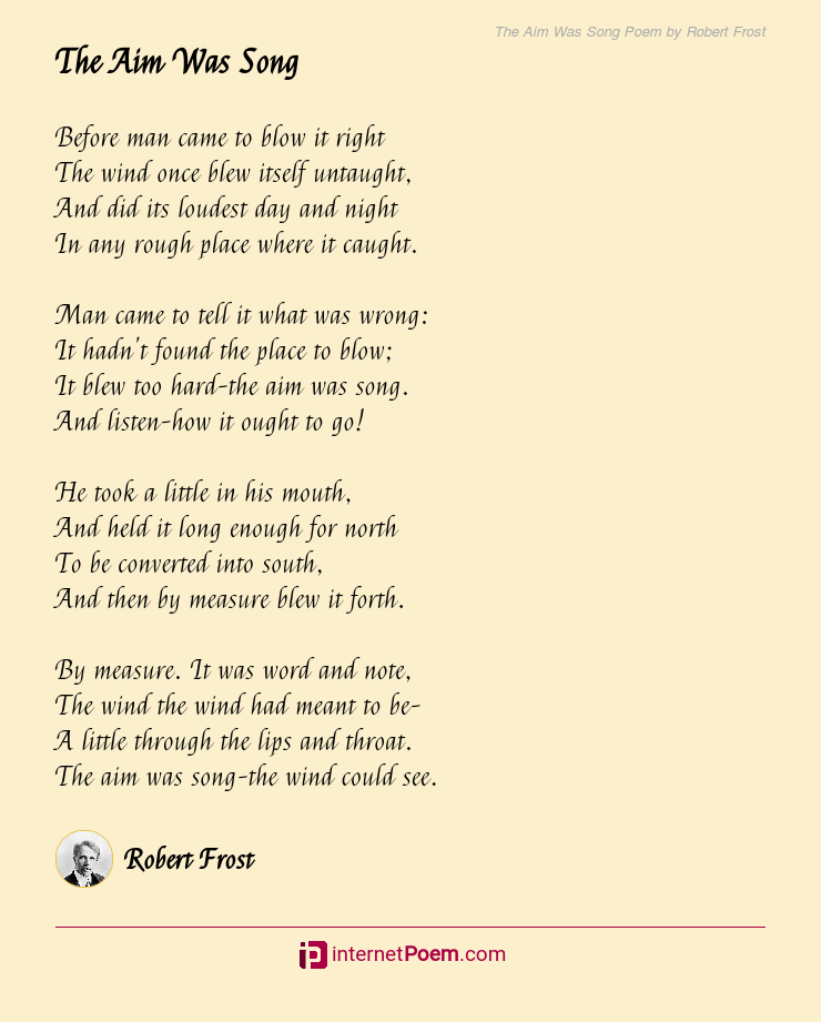 The Aim Was Song Poem by Robert Frost