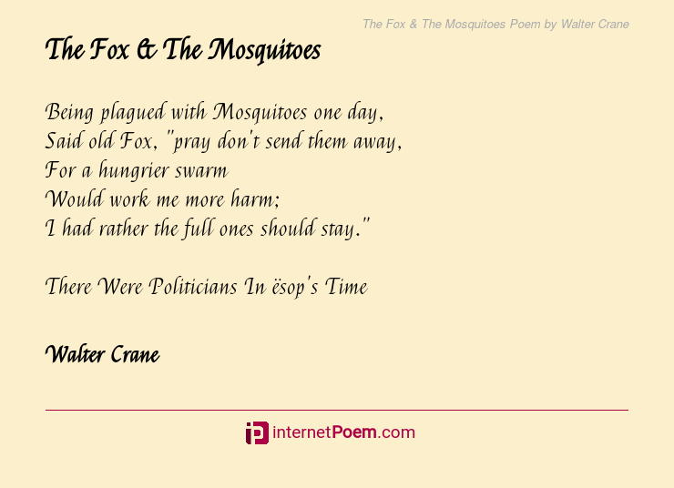 The Fox & The Mosquitoes Poem by Walter Crane