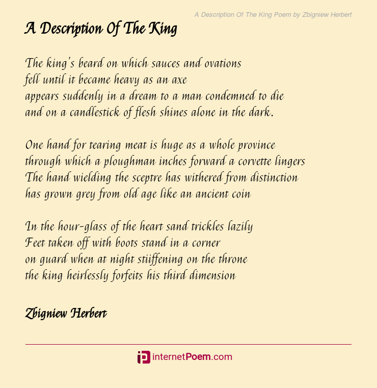 A Description Of The King Poem by Zbigniew Herbert