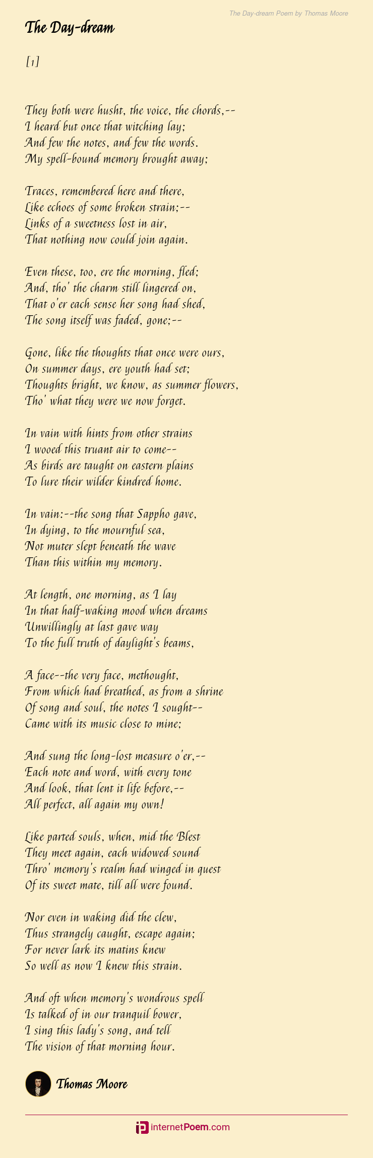 The Day-dream Poem by Thomas Moore