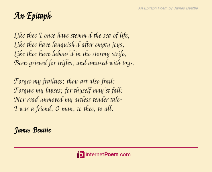 An Epitaph Poem by James Beattie