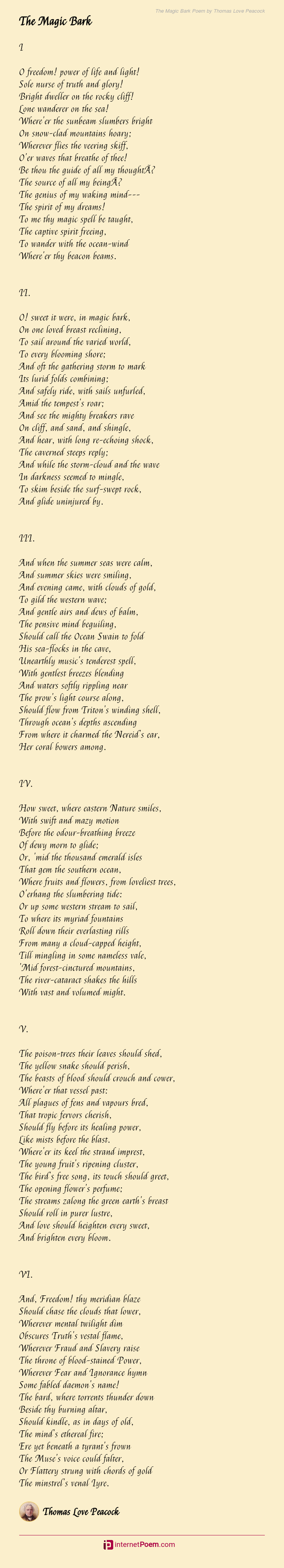 The Magic Bark Poem by Thomas Love Peacock