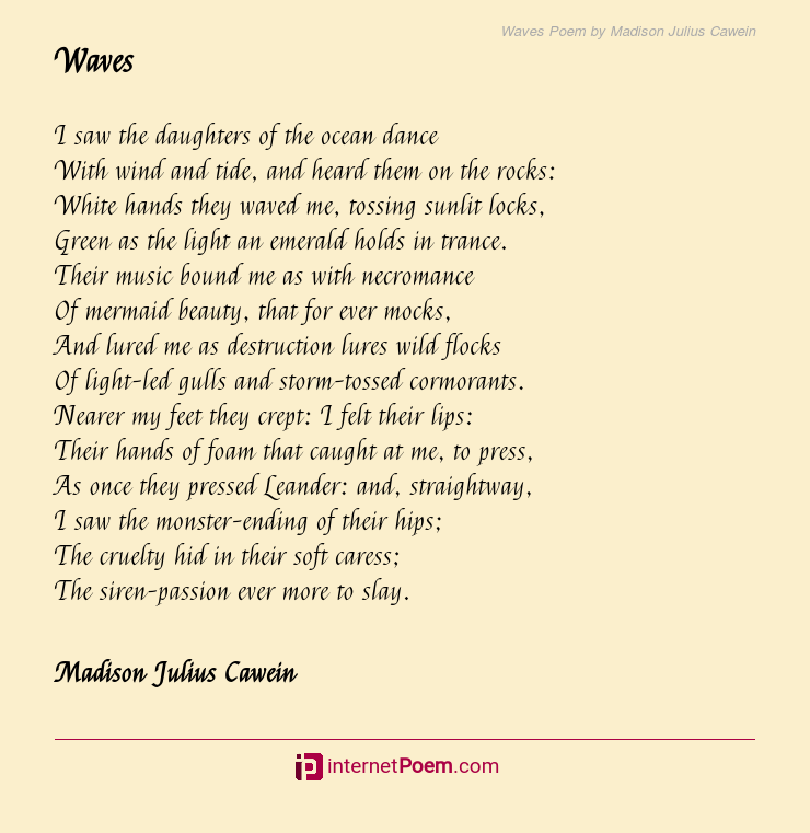 Waves Poem by Madison Julius Cawein