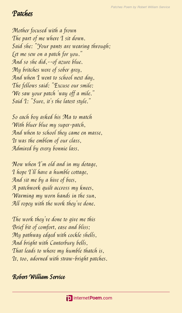 Patches Poem by Robert William Service