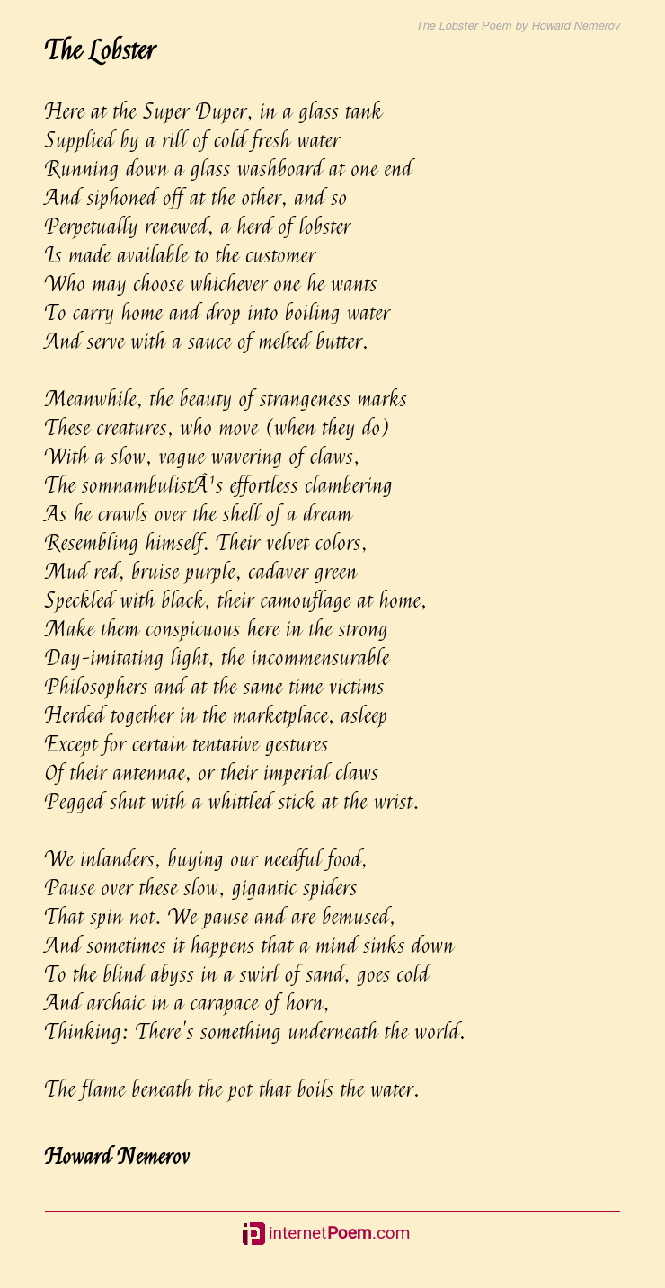 The Lobster Poem by Howard Nemerov