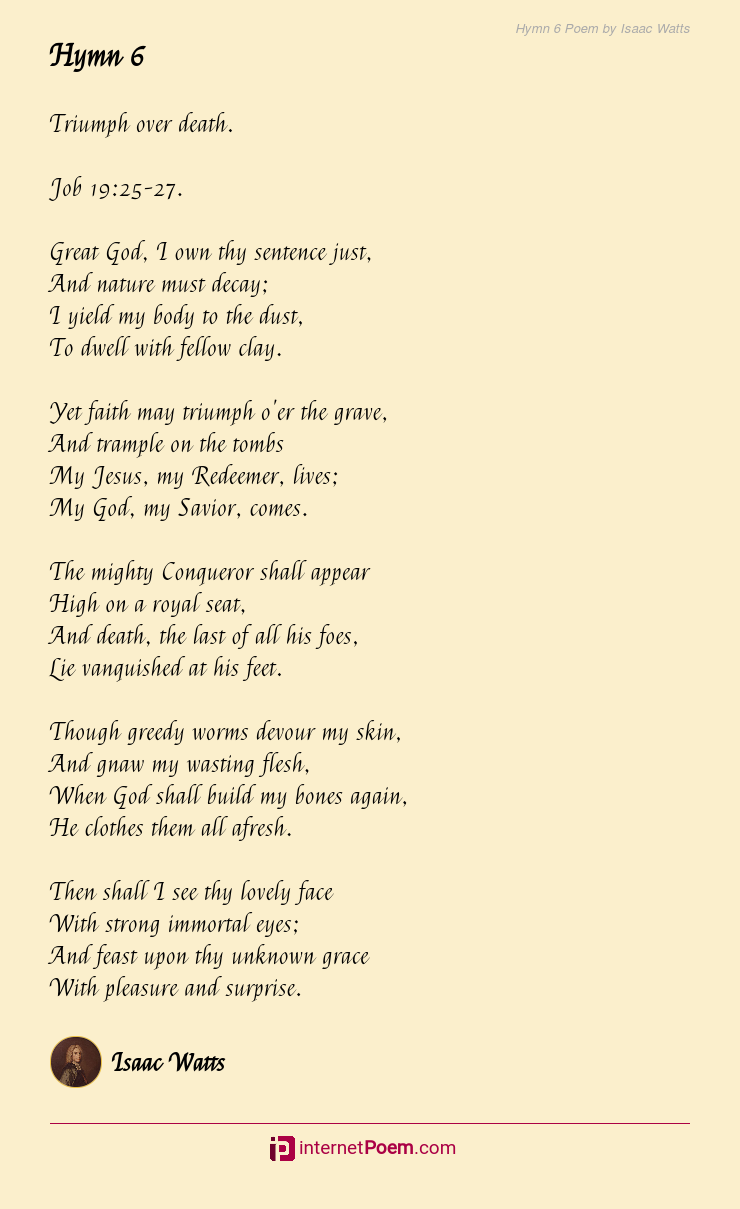 Hymn 6 Poem by Isaac Watts