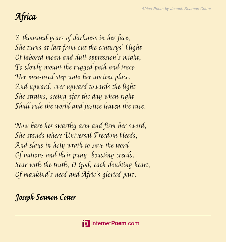 Africa Poem by Joseph Seamon Cotter